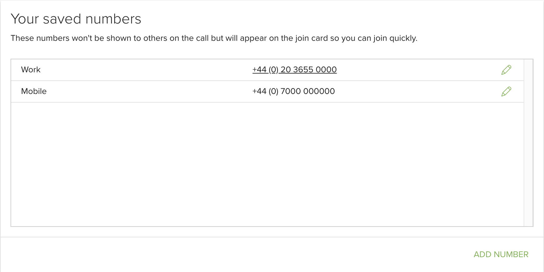 Managing Your Saved Numbers