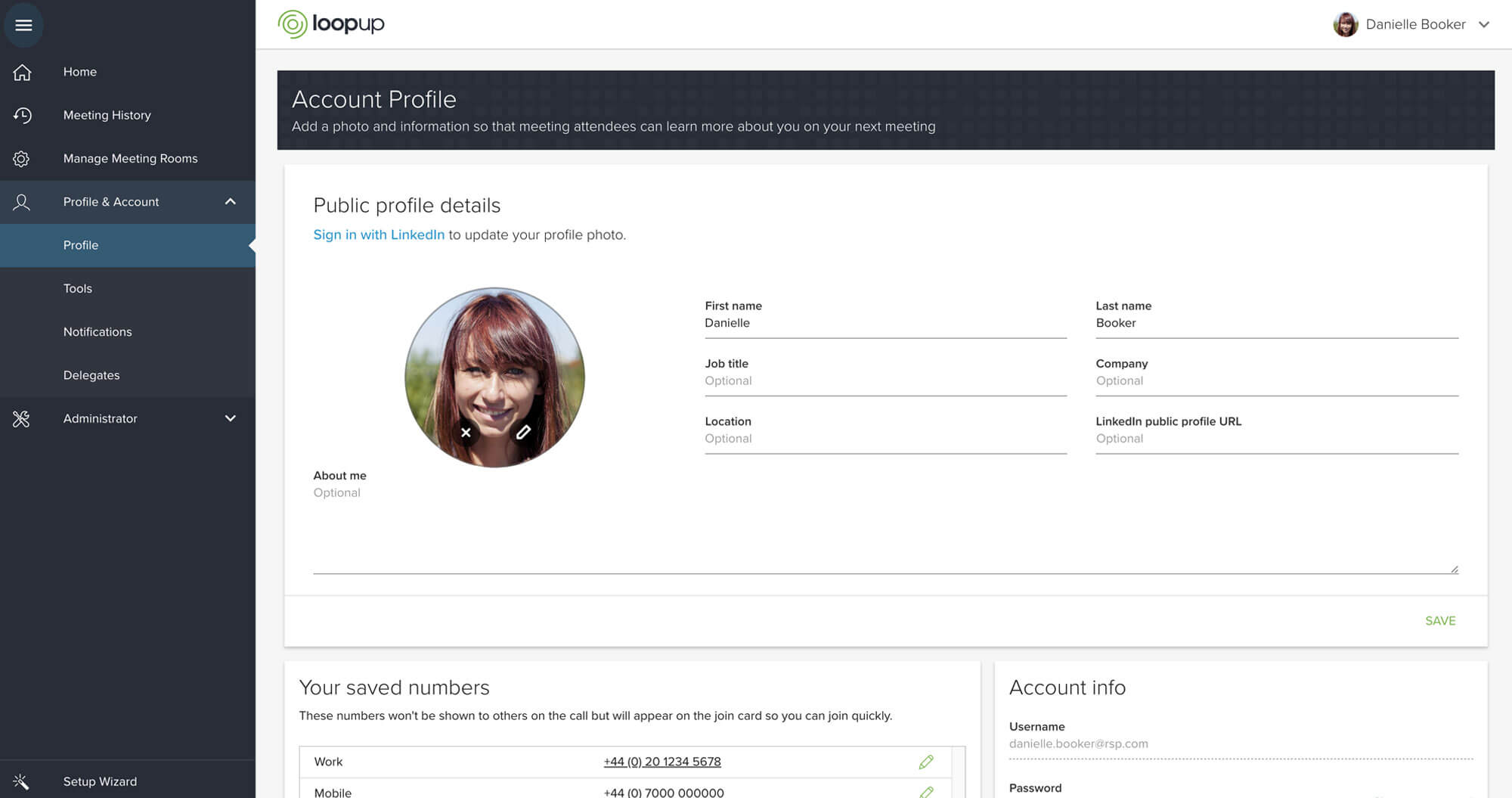 Setting up Your LoopUp Profile